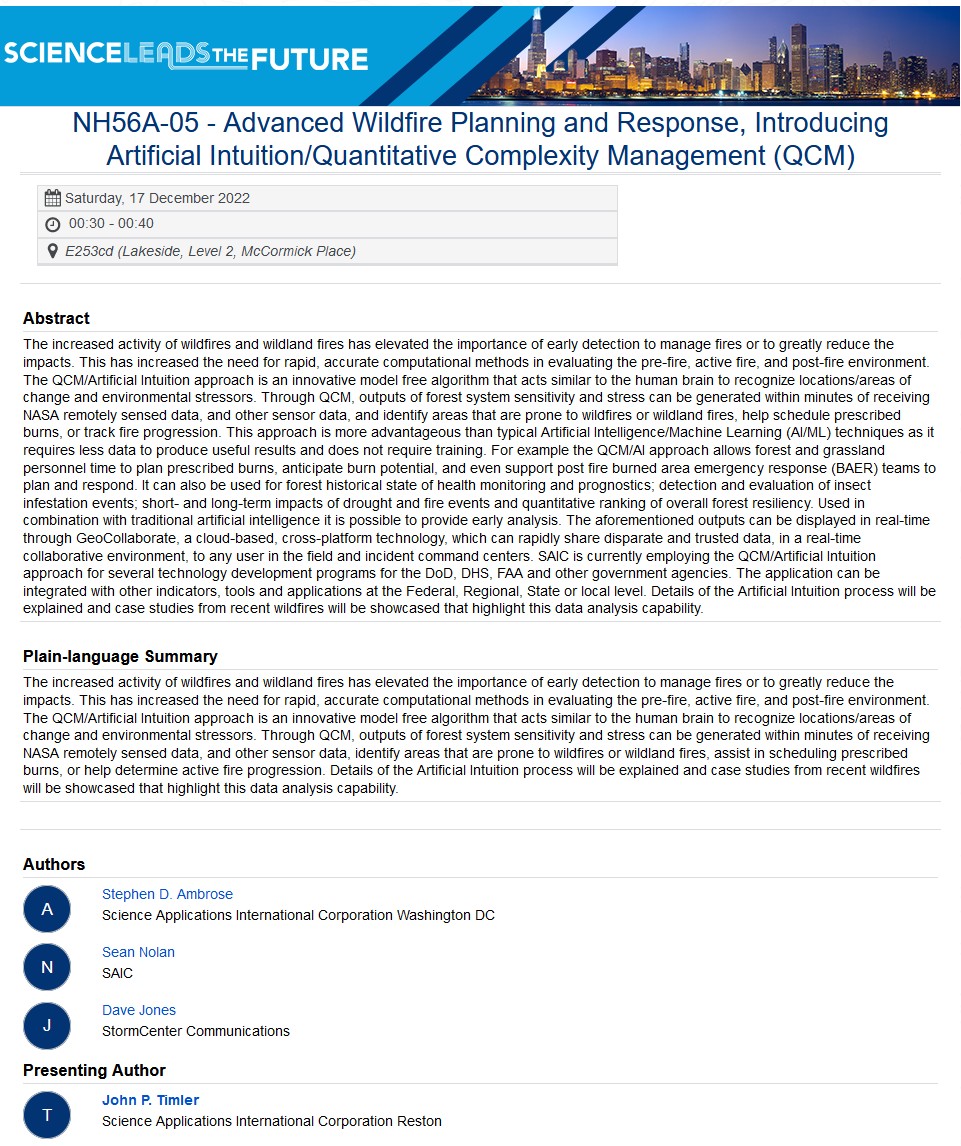 QCM used in Technology Development Programs with the DoD, DHS and FAA – Artificial Intuition